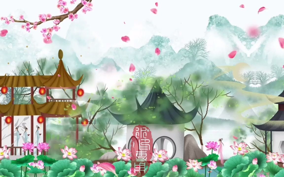 关睢舞蹈唯美古典中国风古风舞蹈晚会演出节目led背景视频素材