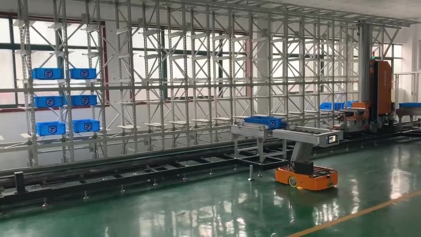 浙江某智能仓储货架料盒仓库配合AGV小车使用#自动化设备