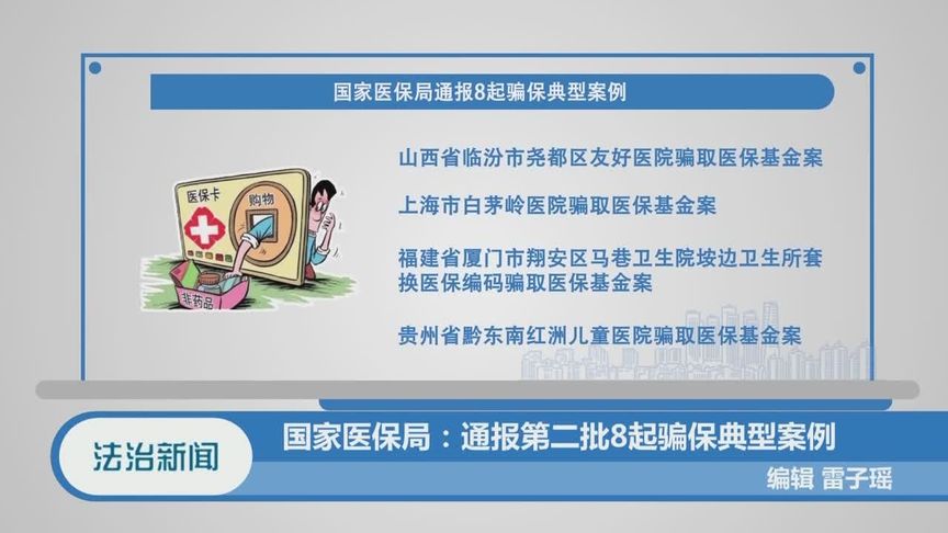 国家医保局:通报8起欺诈骗取医保基金典型案例