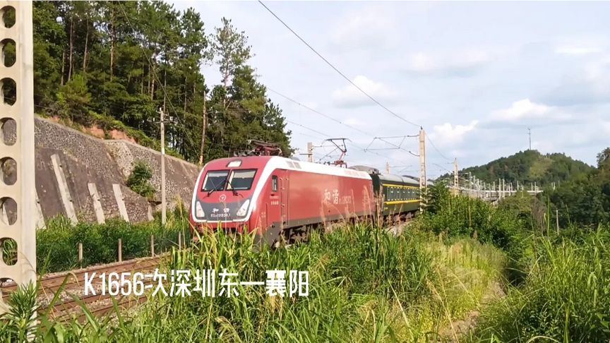 K1656次列车定南站接近