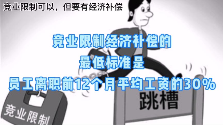 竞业限制必须支付补偿费,最低为员工离职前12个月平均工资的30%