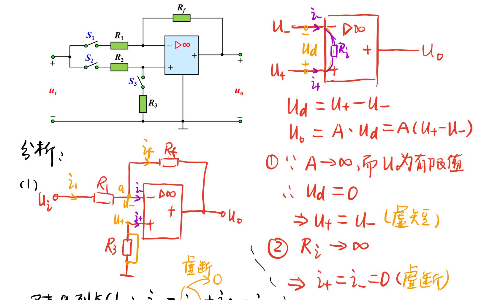 《电路原理》- 运算放大器计算例题