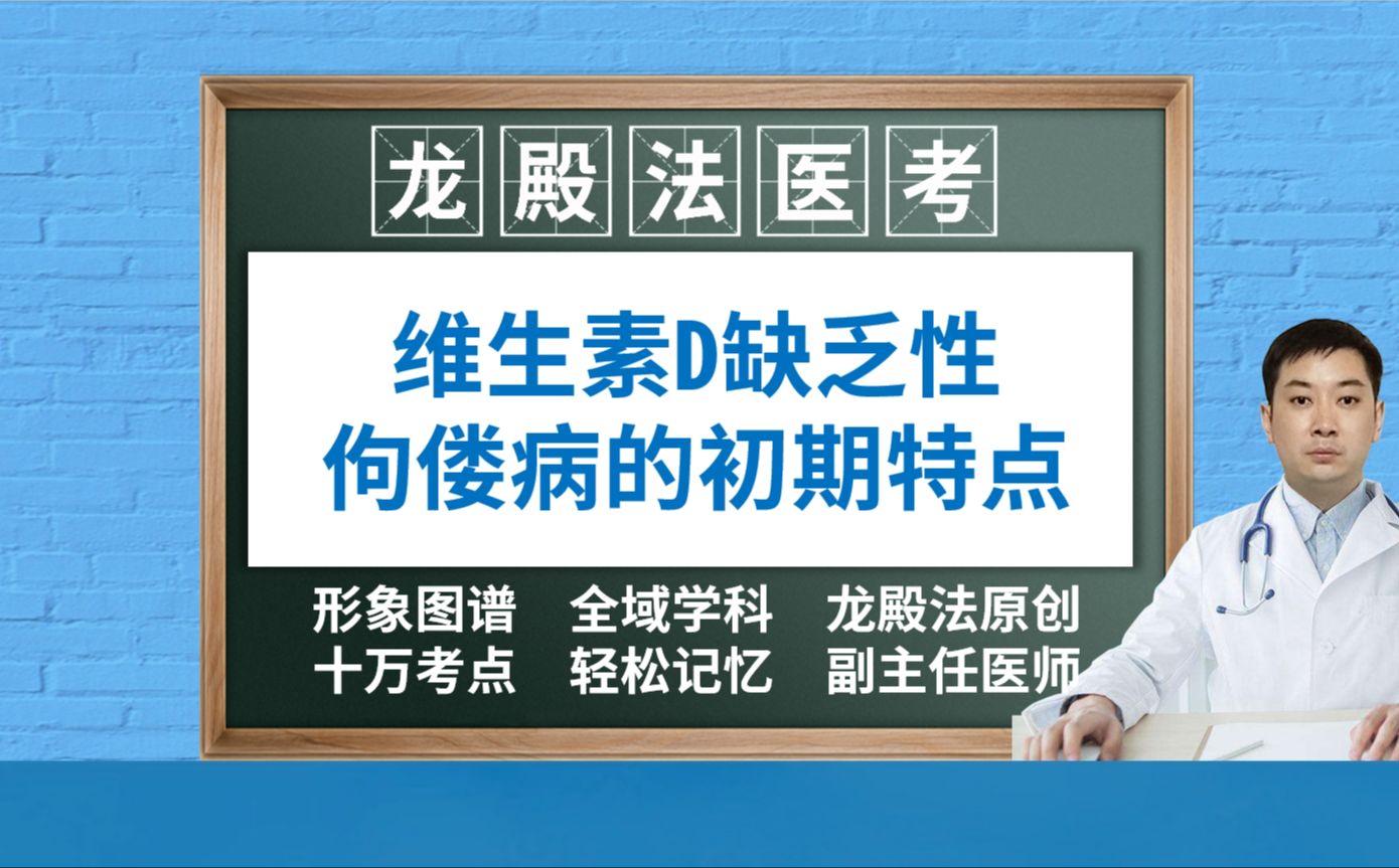 [1366]维生素D缺乏性佝偻病的初期特点龙殿法医考医学教育执业医师...