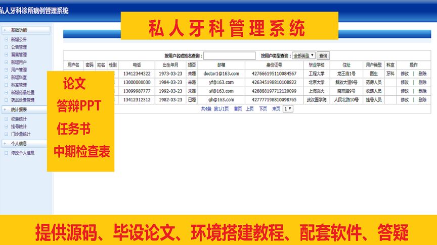 资料最全-JAVA私人牙科医院管理系统(毕业设计和课程设计)