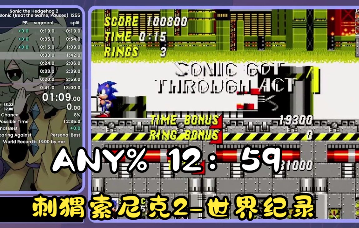 【搬运】MD刺猬索尼克2-Any%-世界纪录12分59秒速通-20221112-By ...