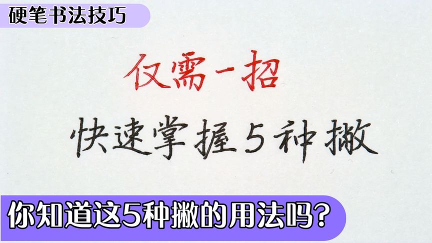 3分钟轻松学会5种撇画,内容超实用!赶紧点赞+收藏
