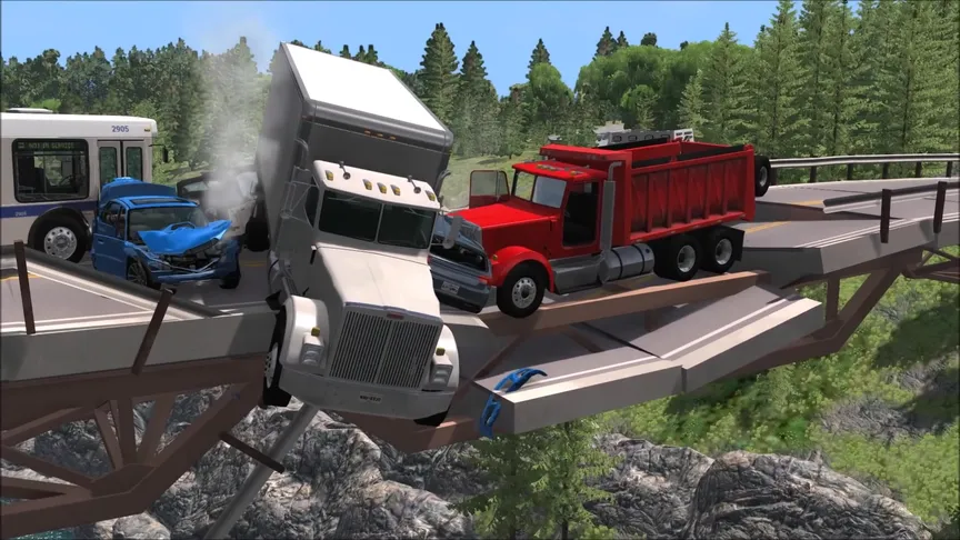 模拟连环交通事故碰撞-汽车模拟碰撞试验BeamNG