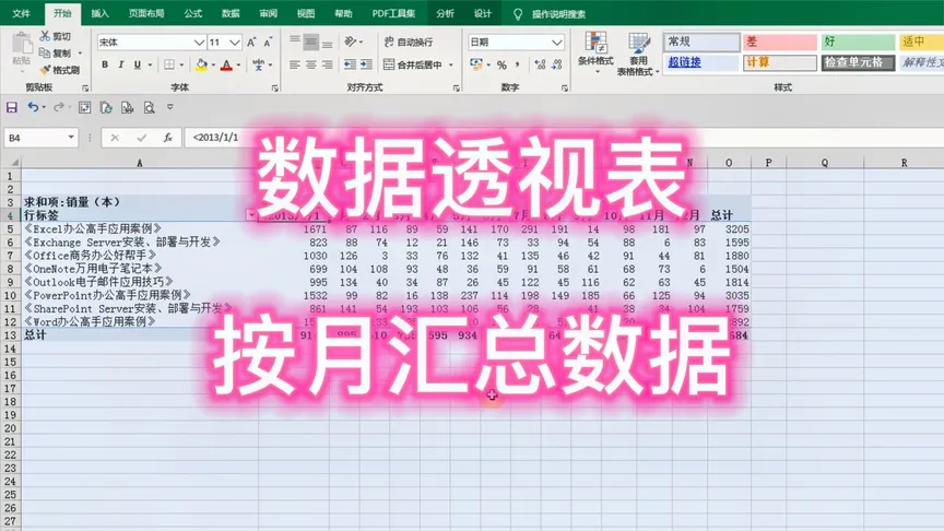 Excel 使用数据透视表,按月汇总数据,这个方法简单高效