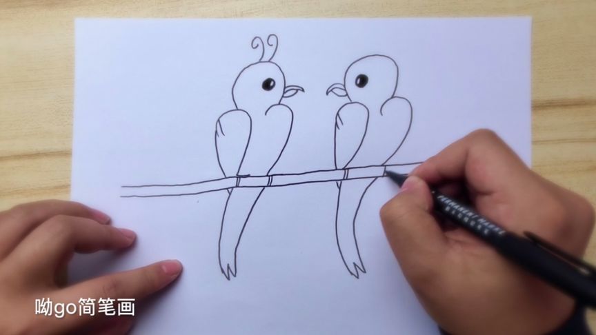 两只黄鹂鸟简笔画教学