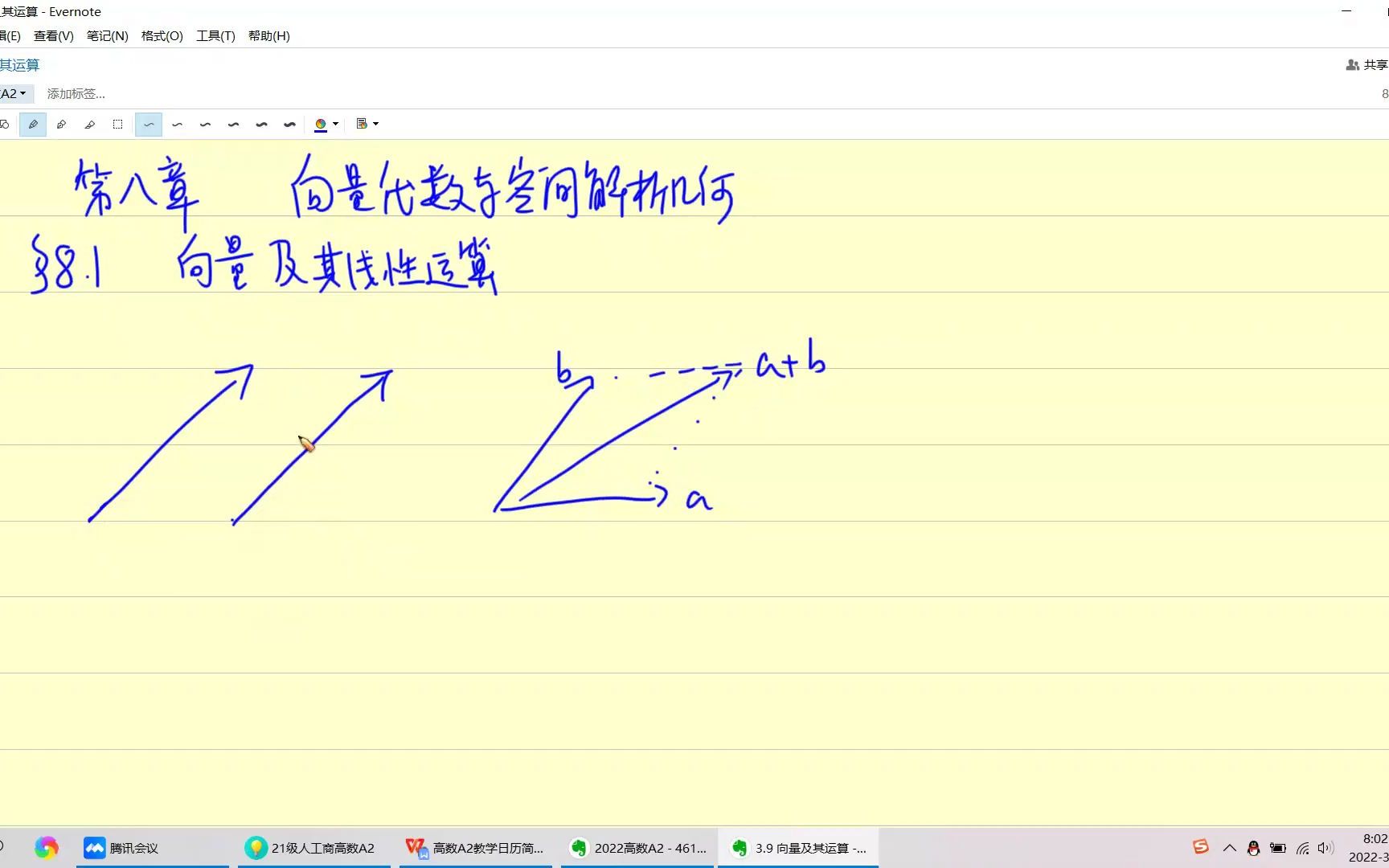 3.9 向量的运算,向量的内积,柯西不等式,三角形不等式, 向量的夹角(同济...
