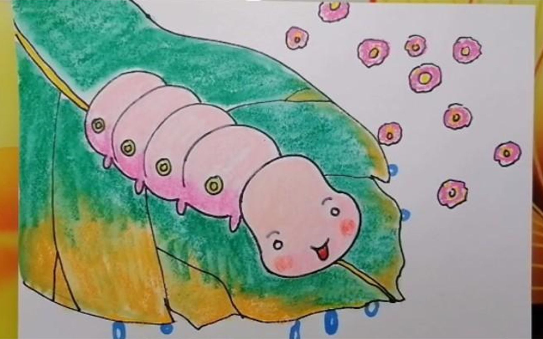 《可爱的蚕宝宝》儿童画