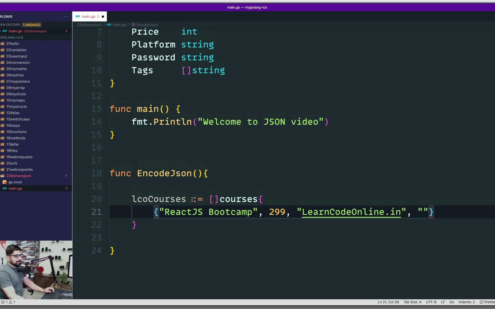 如何在 golang 中创建 JSON 数据