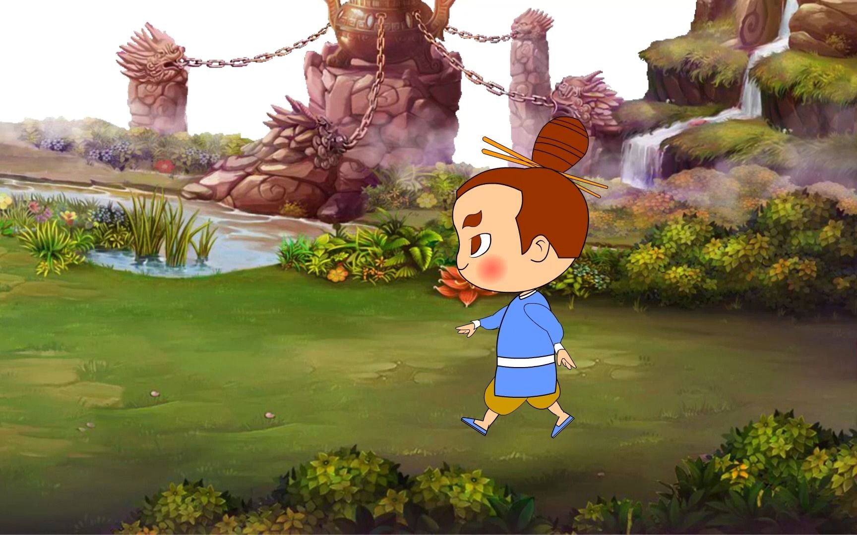 Animate绘图工具动画制作案例30:带背景的走路镜头