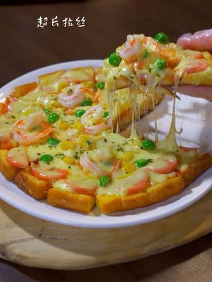 用平底锅也可以在家做披萨了、超长拉丝,孩子很喜欢#自制披萨