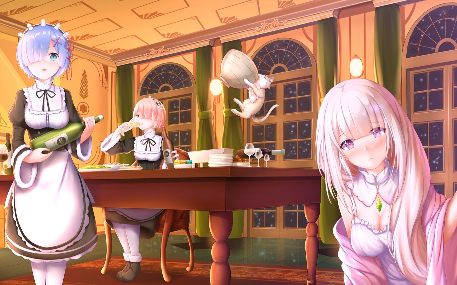 三个天使和一只猫,re0绘画过程有加速版