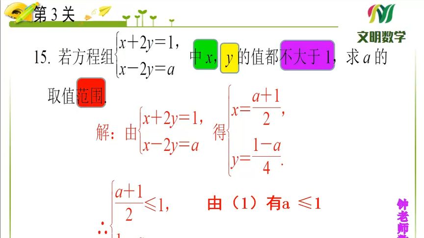 不等式组和方程组的解综合(钟老师教你解答的方法)