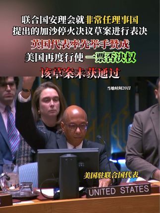 ...英国代表率先举手赞成,美国再度行使一票否决权,该草案未获通过!#...
