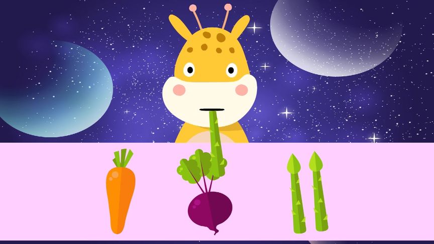 手绘定格动画,可爱梅花鹿在吃竹笋和胡萝卜,儿童宝宝卡通动画