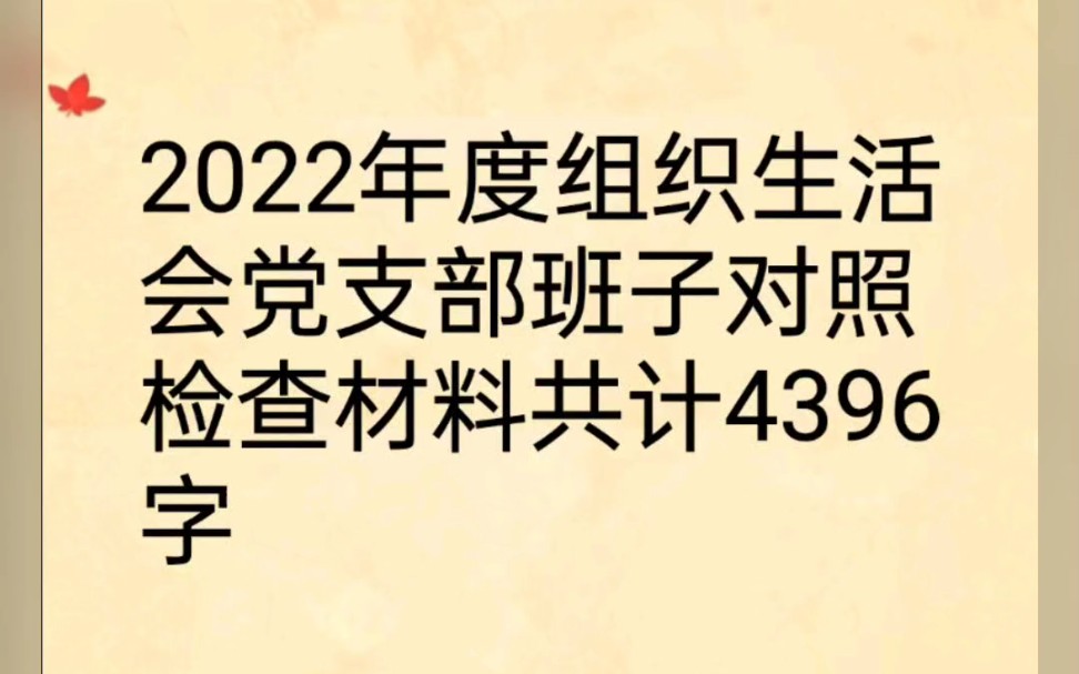 2022年度组织生活会党支部班子对照检查材料共计4396字