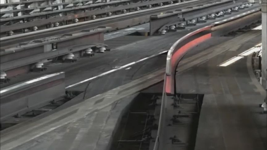 单轨铁路转换过程,单轨地铁就是这么变轨的,这次看清楚了吧