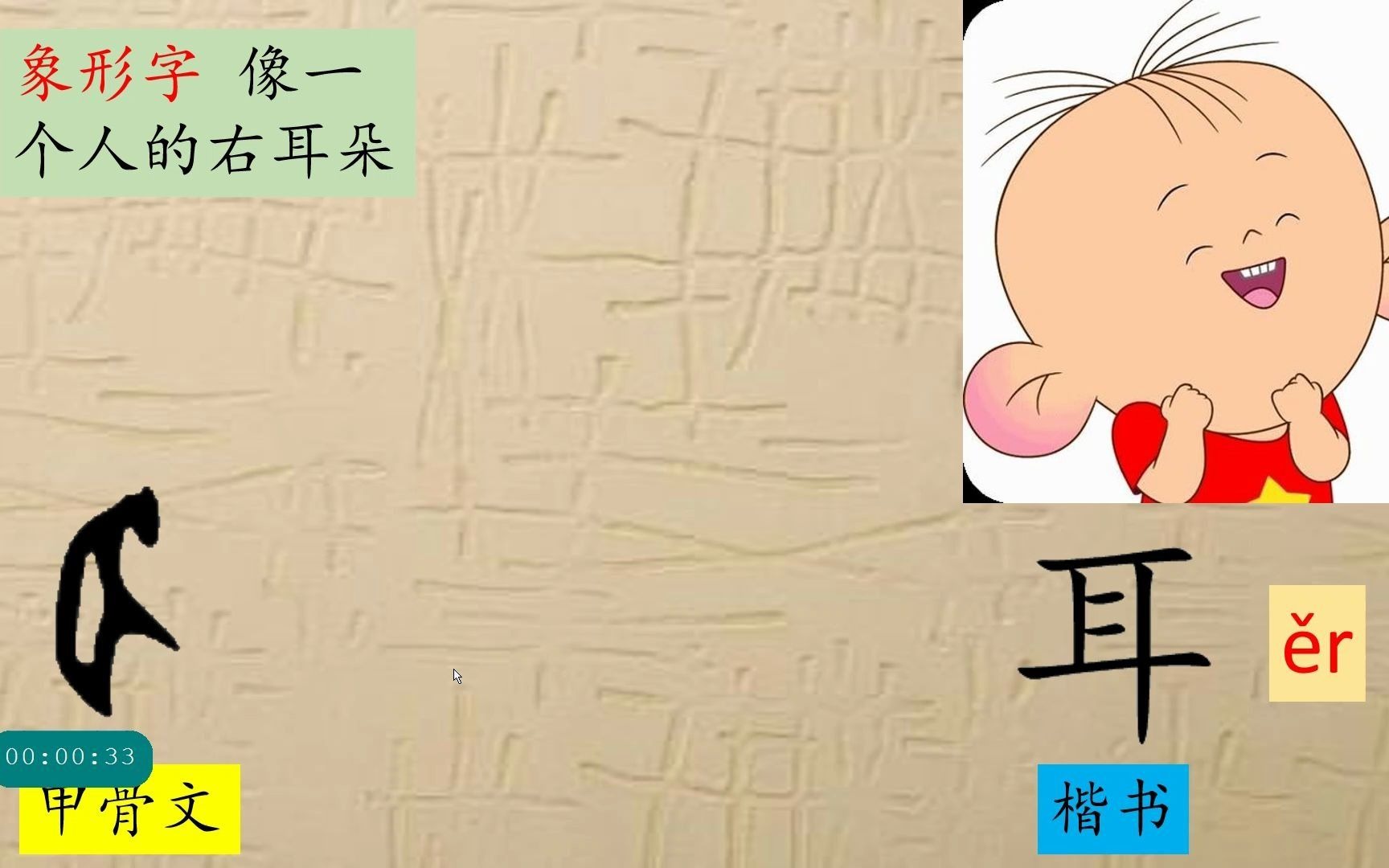 96、耳,摸着耳朵学耳字,汉字演变,汉字,趣味识字,象形字,甲骨文