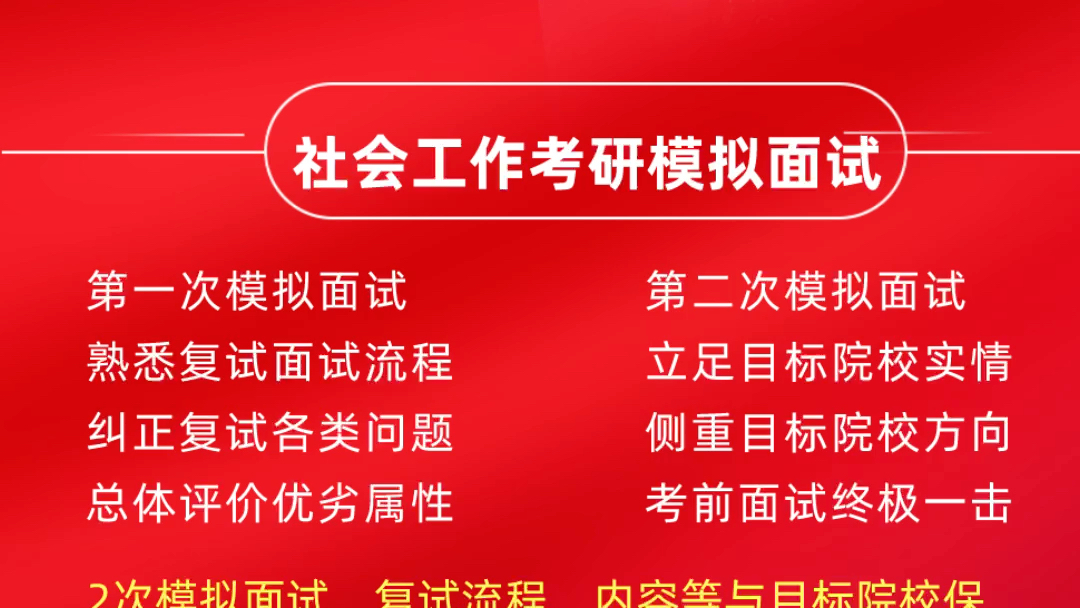 2022社会工作考研复试模拟面试来啦,两次模拟面试。一次寻找问题,...