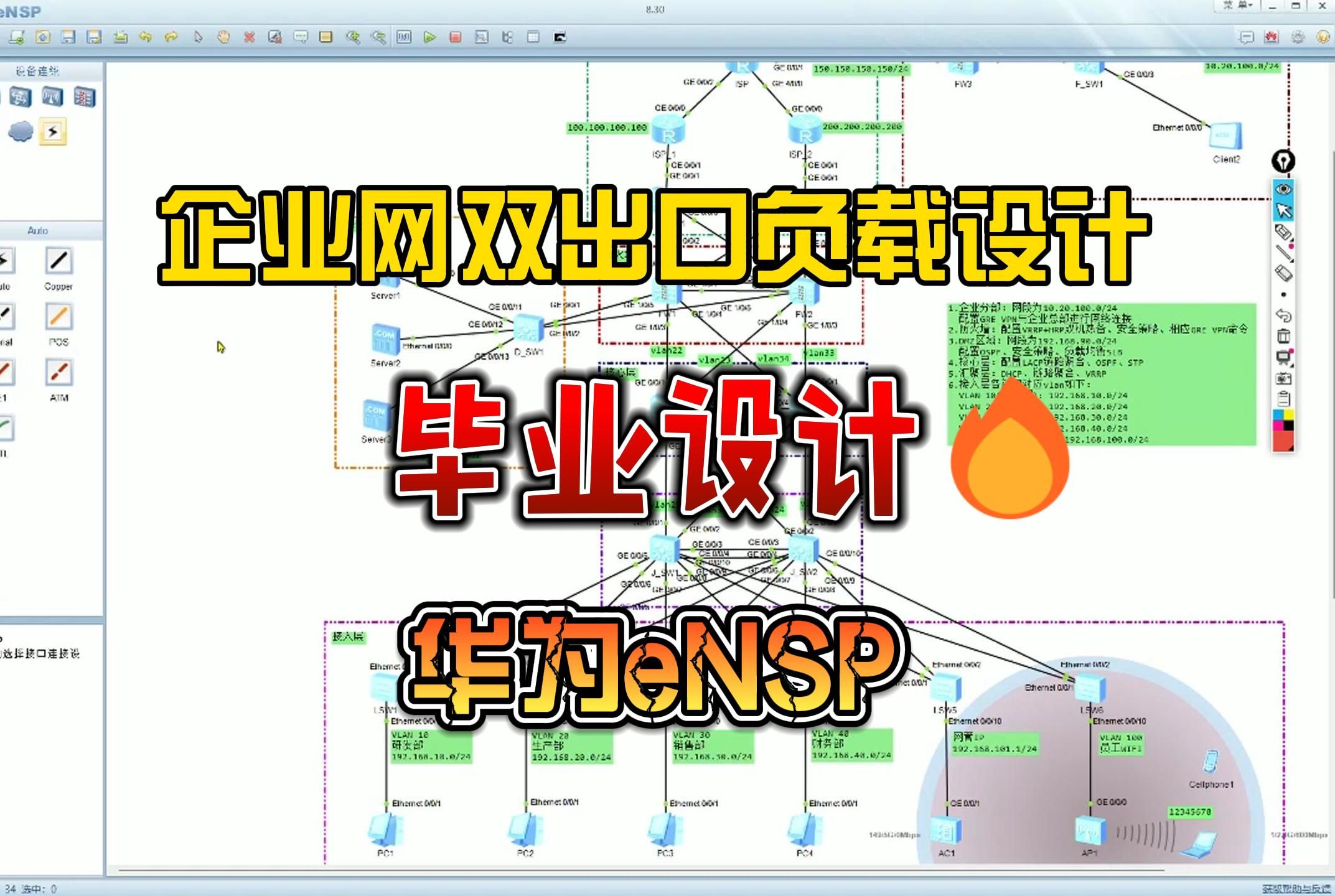 华为ensp基于企业网双出口负载均衡设计