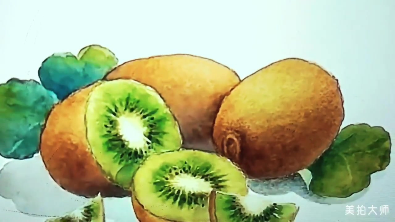 原来猕猴桃的毛茸茸是这么画的,想吃
