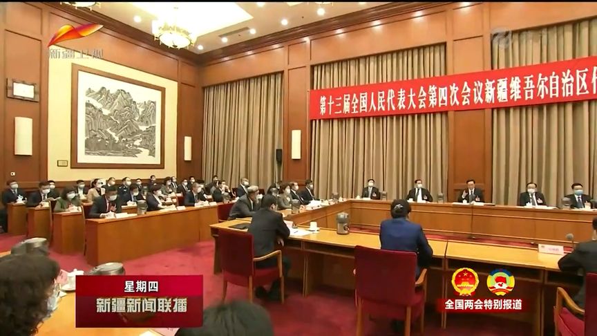十三届全国人大四次会议新疆代表团举行全体会议