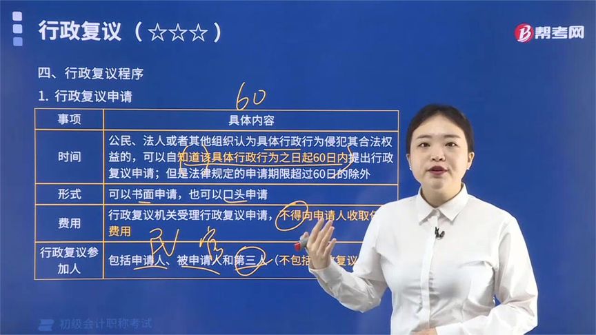 帮考网初会考试纪微老师带你学习行政复议的申请有哪些具体要求?