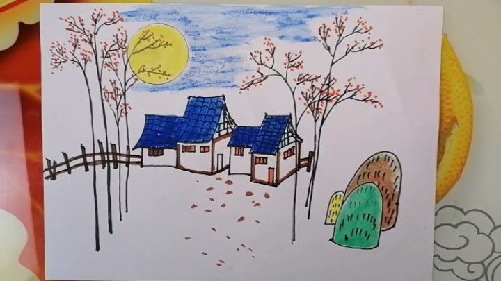《家乡的中秋之夜好美丽》儿童画