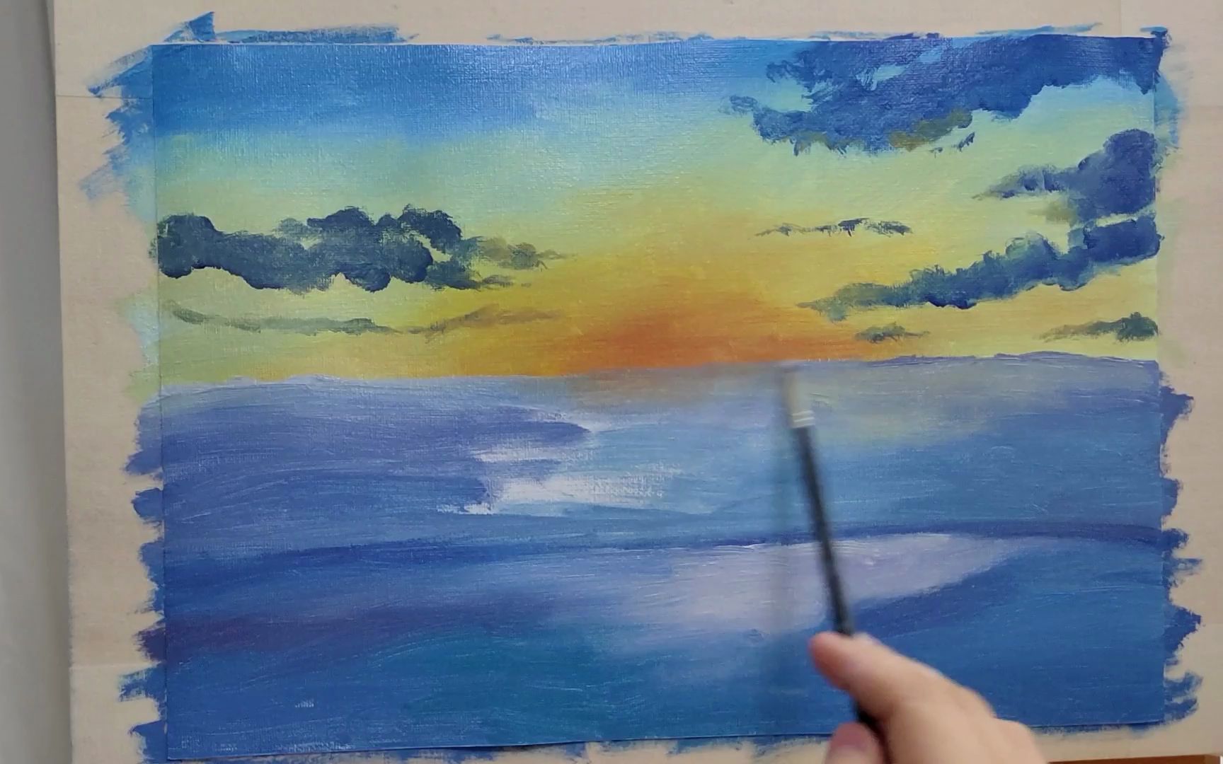 【丙烯绘画】基础教程 色彩速涂日出