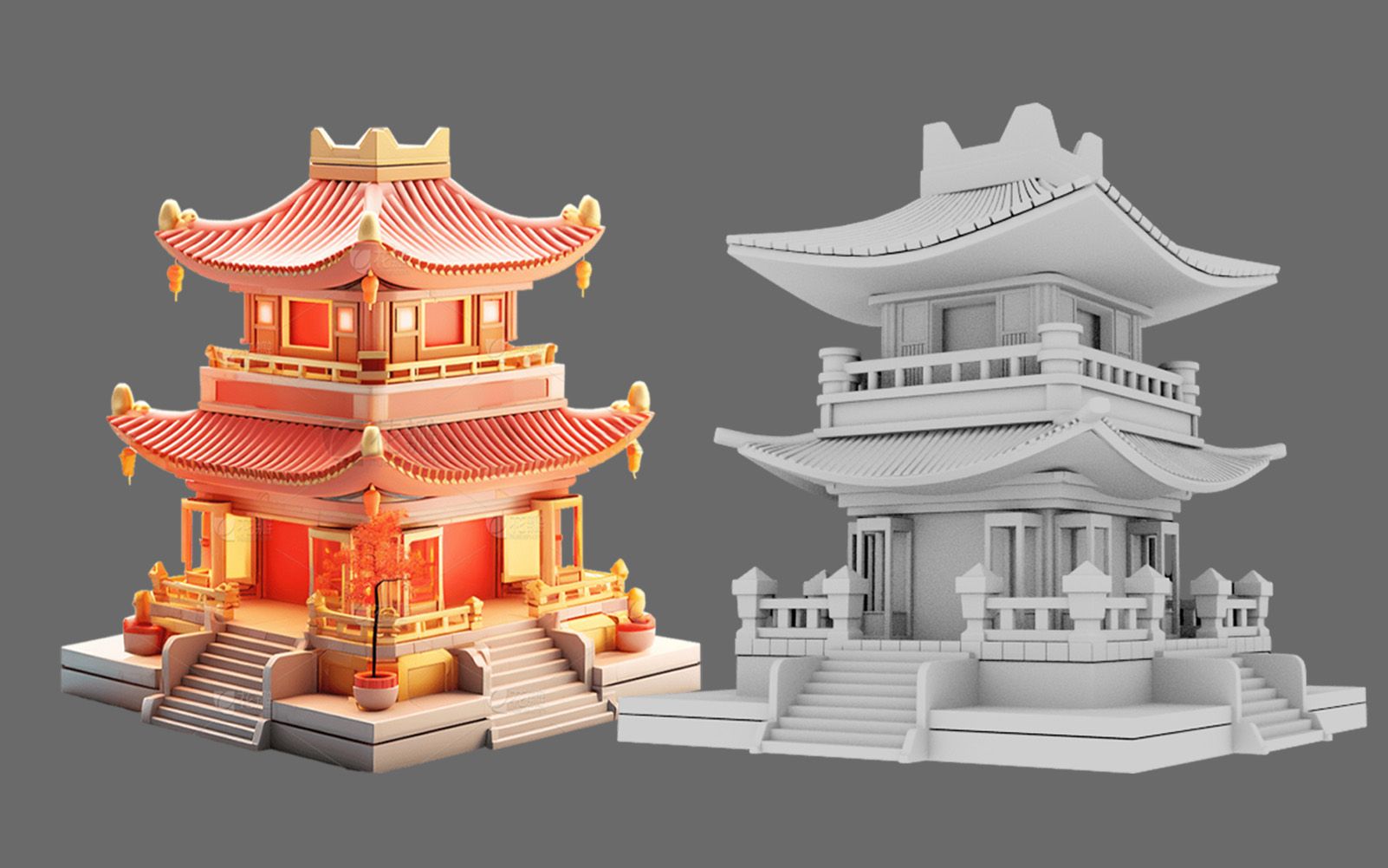 【Maya场景建模】古建筑阁楼模型制作,新手也能学会的场景案例!