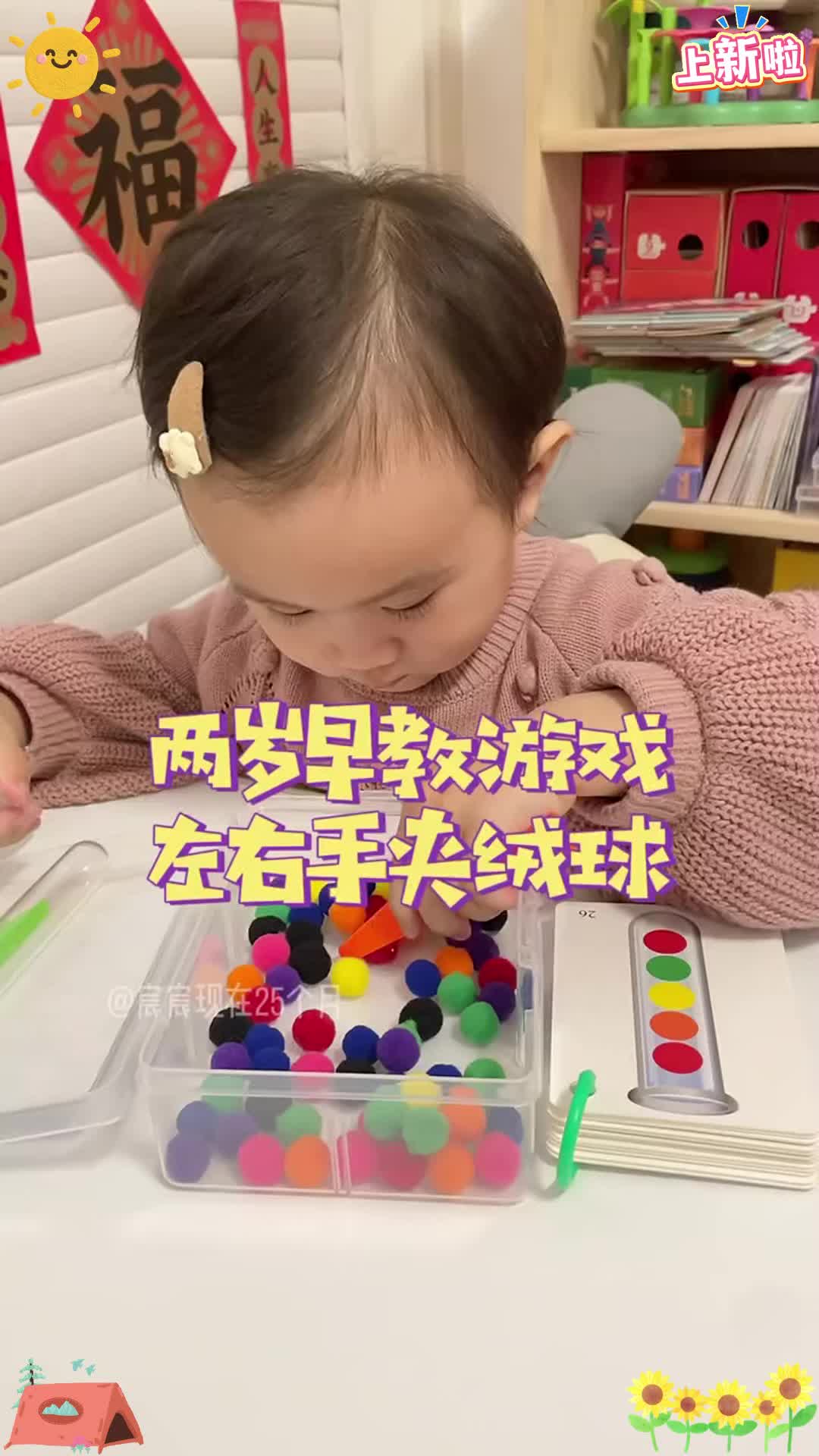 早教夹毛球教具 儿童试管排序颜色认知精细动作训练提升