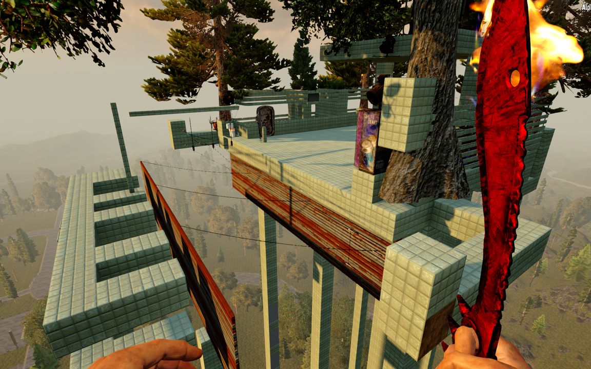 建造七日杀最高建筑:电动卷帘门式跳楼机