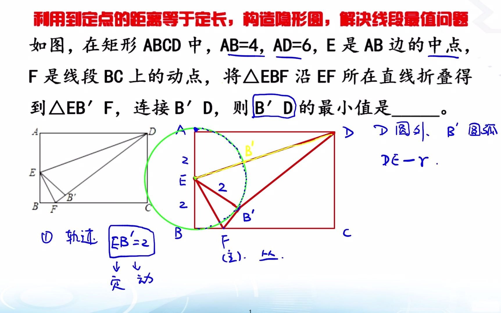 初中数学:到定点距离等于定长,构造辅助圆,解决最值问题
