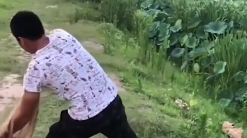 撒网捕鱼:果然大力出奇迹,小伙这臂力了得