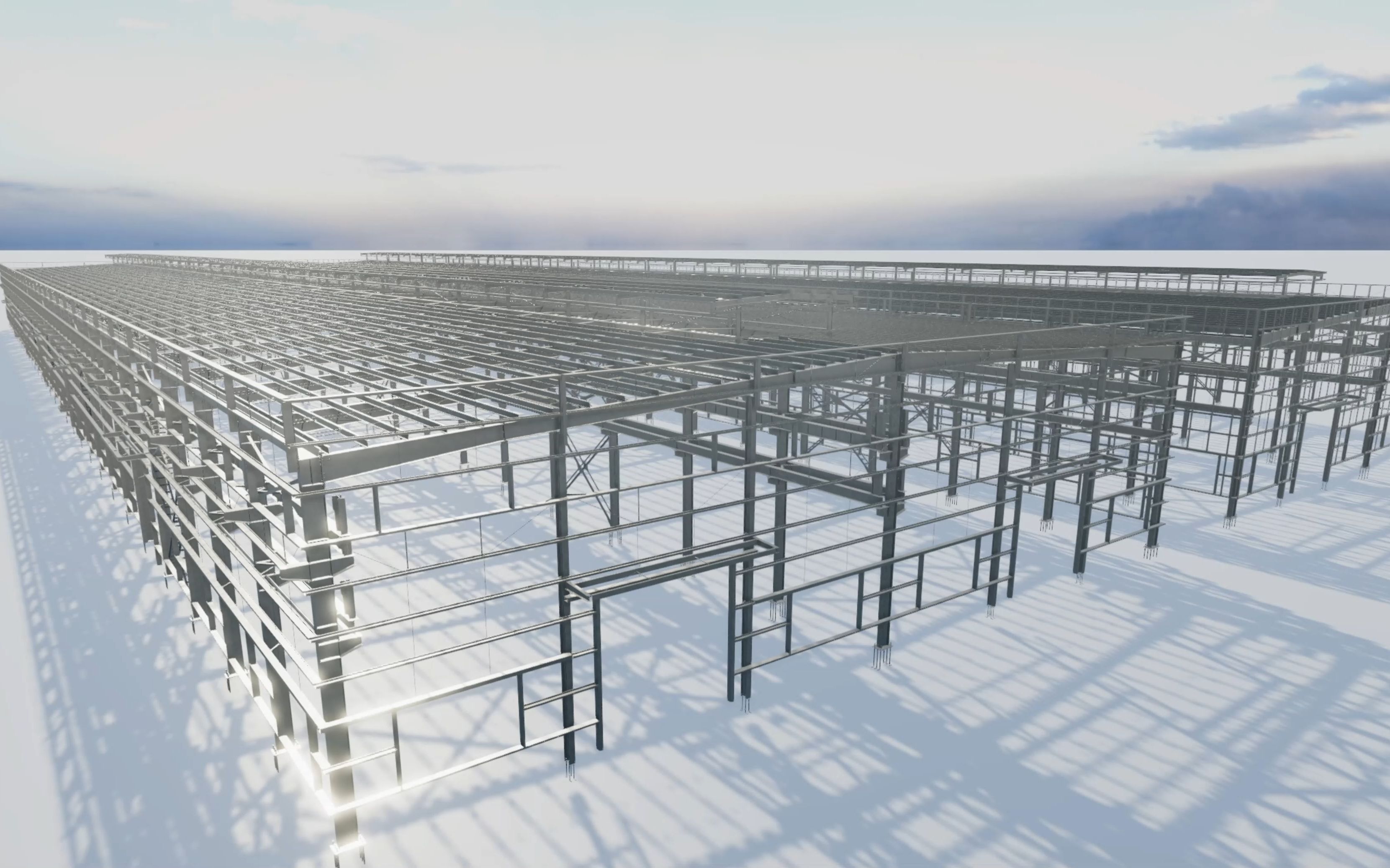 tekla2023-钢结构厂房渲染动画演示