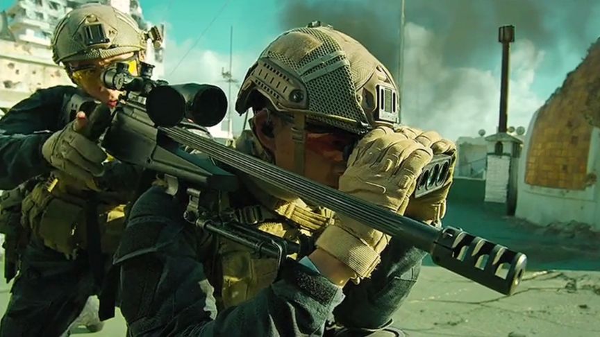 红海行动:狙击手终极对决,敌方被穿墙击毙,这枪法太厉害了。