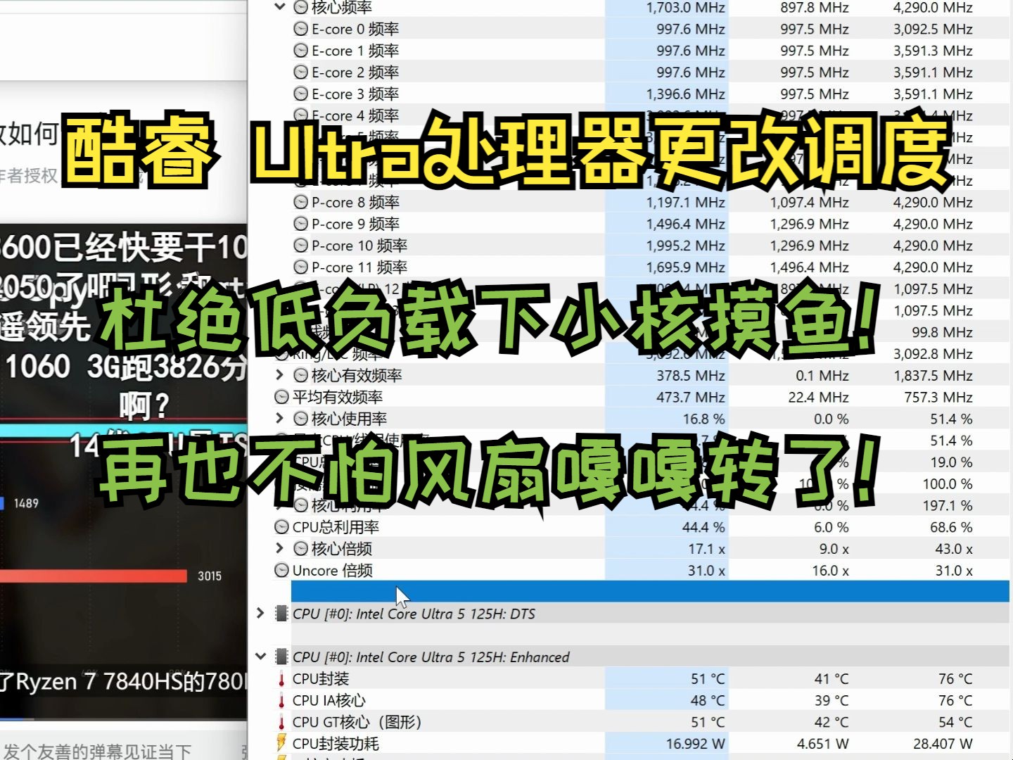酷睿Ultra处理器调度更改,杜绝低负载下小核摸鱼!