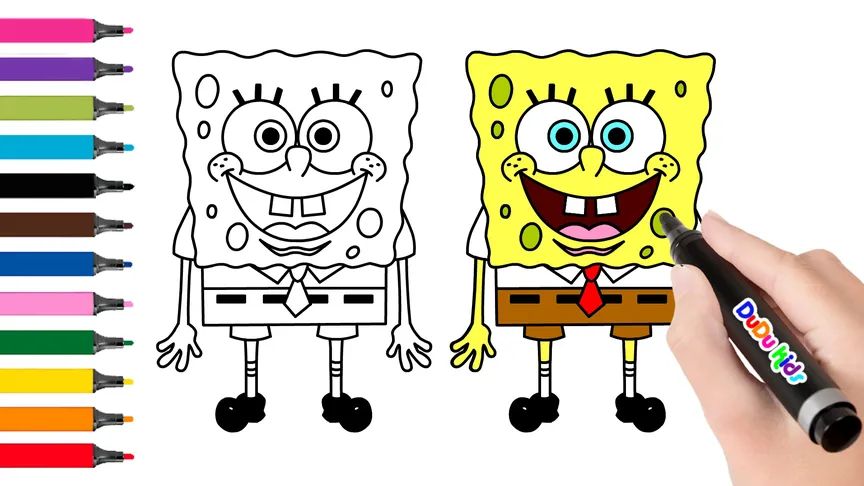 海绵宝宝绘画儿童简笔画宝宝学画画教程早教美术训练益智涂鸦动画