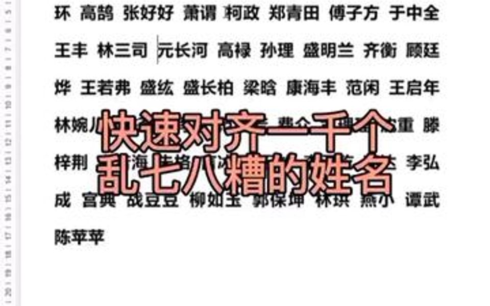 快速对齐一千个乱七八糟的姓名