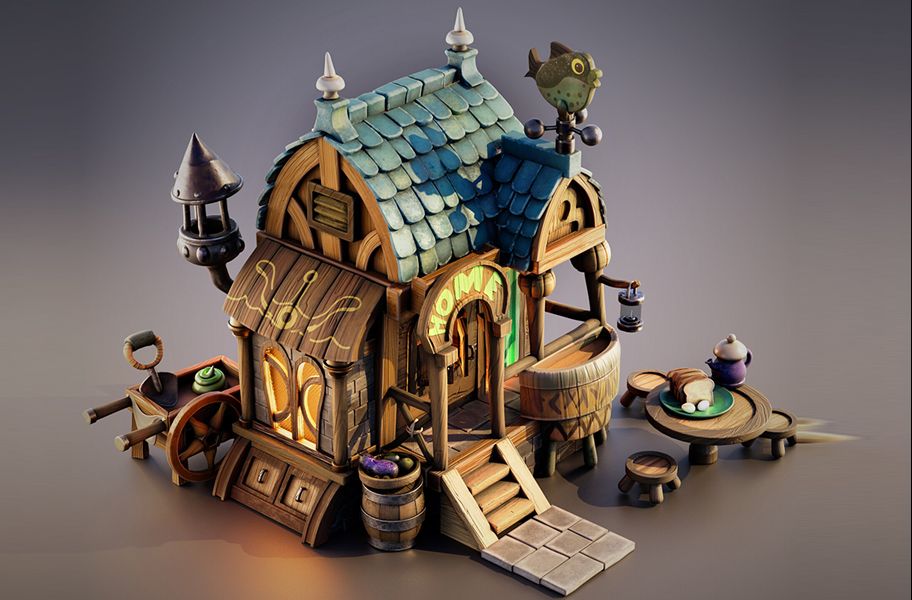 【Maya建模】卡通小房子模型制作,瓦片制作,适合新手学场景案例