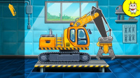 工程车挖掘机益智动画 第24集 破碎机拆除废旧房屋