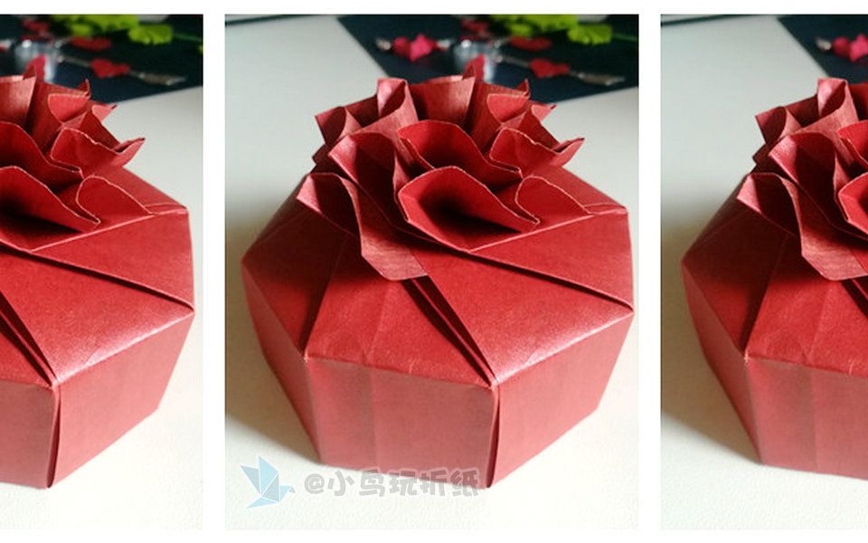 【折纸教程】有点太漂亮了吧!高逼格康乃馨八角礼盒 高大上程度不输...