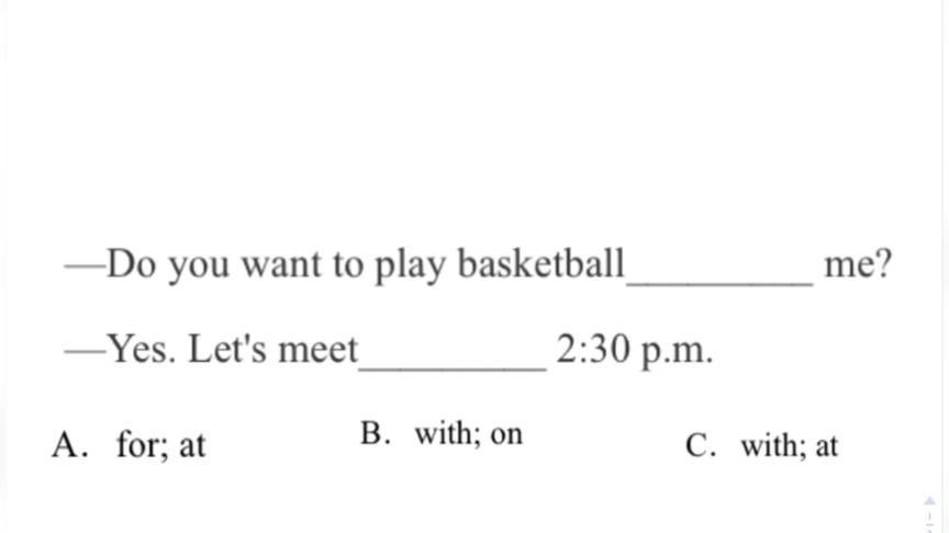 初中英语选择题,for sb.与with sb.如何使用?全班无一人答对
