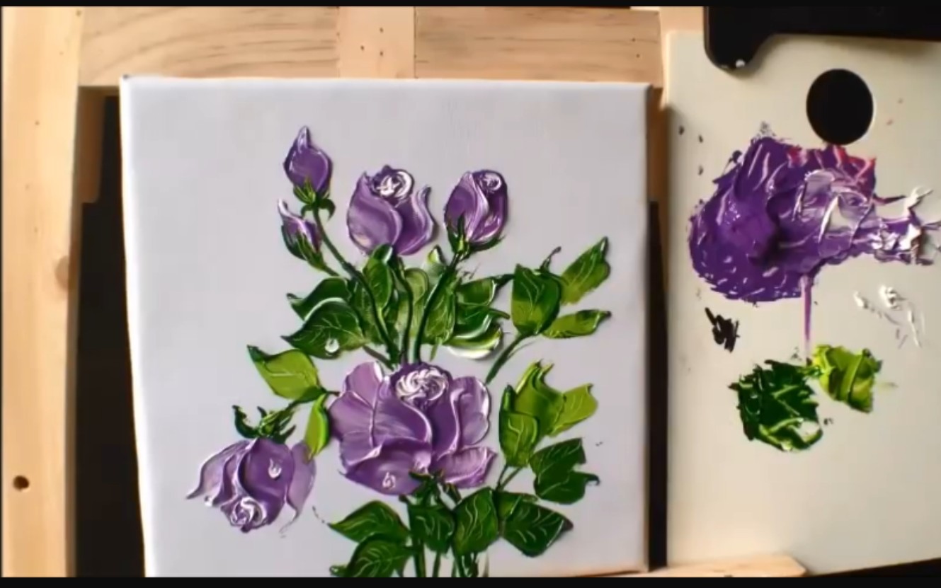 ...蛋糕制作 [刮刀花教程] 浮雕花卉 韩式裱花 油画风蛋糕 裱花 刮刀花玫瑰