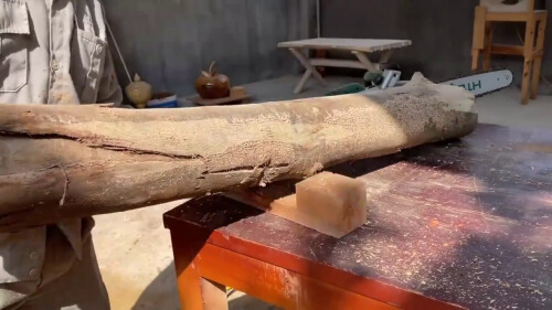 伟大的室内设计理念,采用榫卯结构,制作实心圆形木材风格的桌子