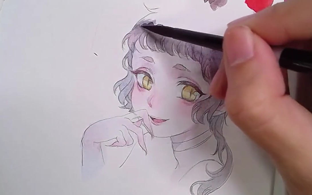 【水彩】新手向必看系列冷感肤色,眼睛,蕾丝的简单画法,超长慢速解说...