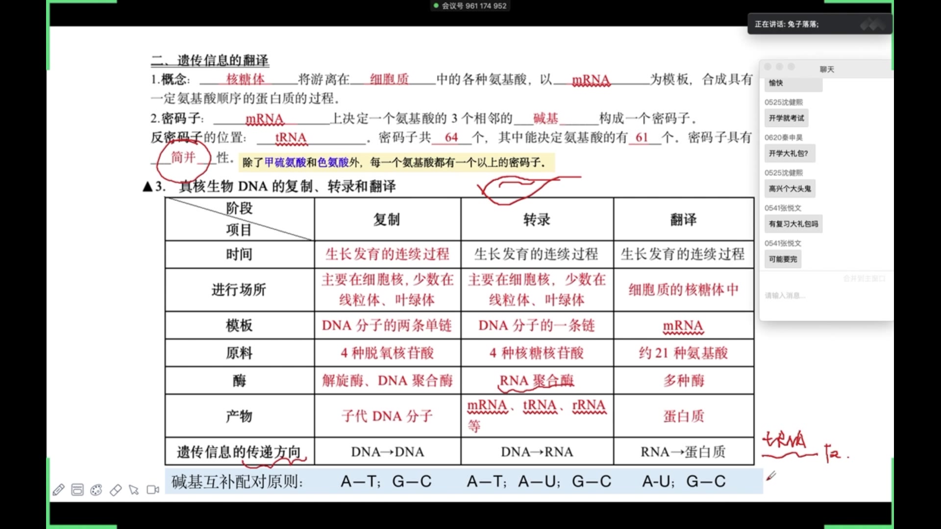 蛋白质翻译的小结及第3章自我评价习题讲解